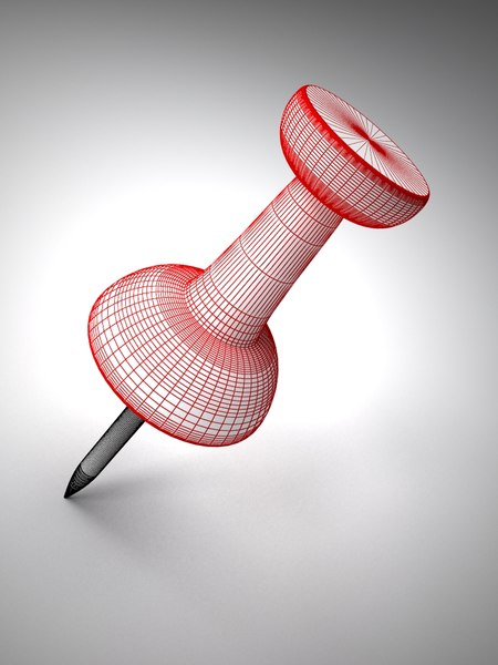 red push pin 3d obj