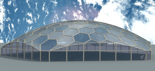 hexagon glass dome obj