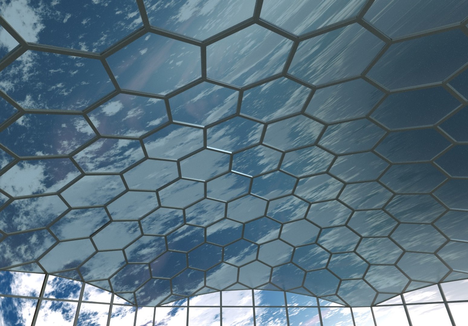 Hexagon Glass Dome Obj