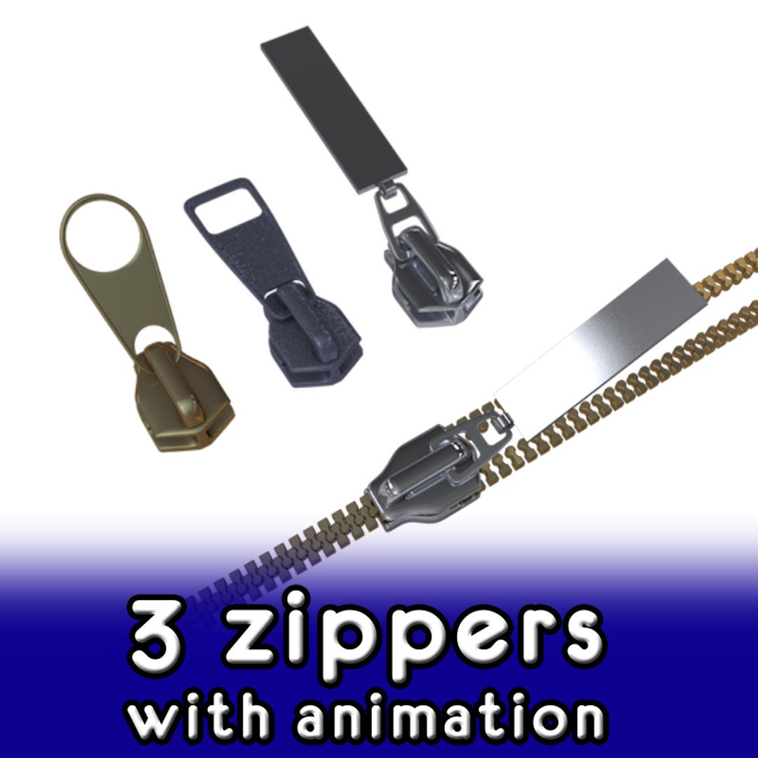 3d Zippers Zipping Model