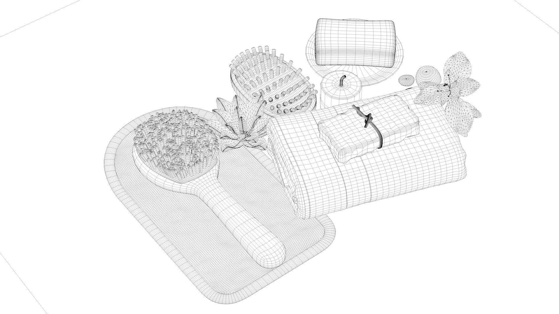 3D Bath Accessories Brush Soap Bath Towel Model - TurboSquid 2231390