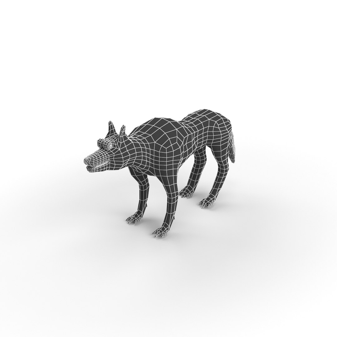 3d Cartoon Wolf Rigged Model