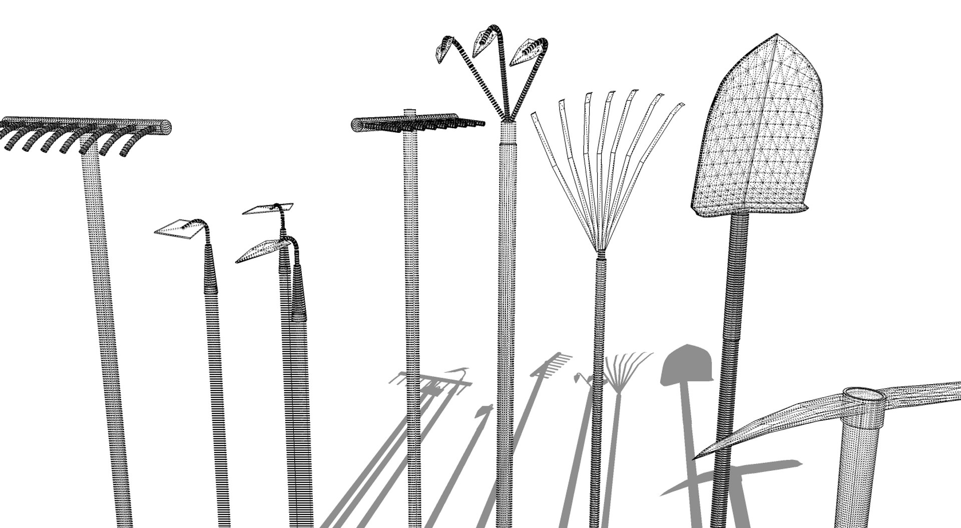 3d Garden Tools Set Model