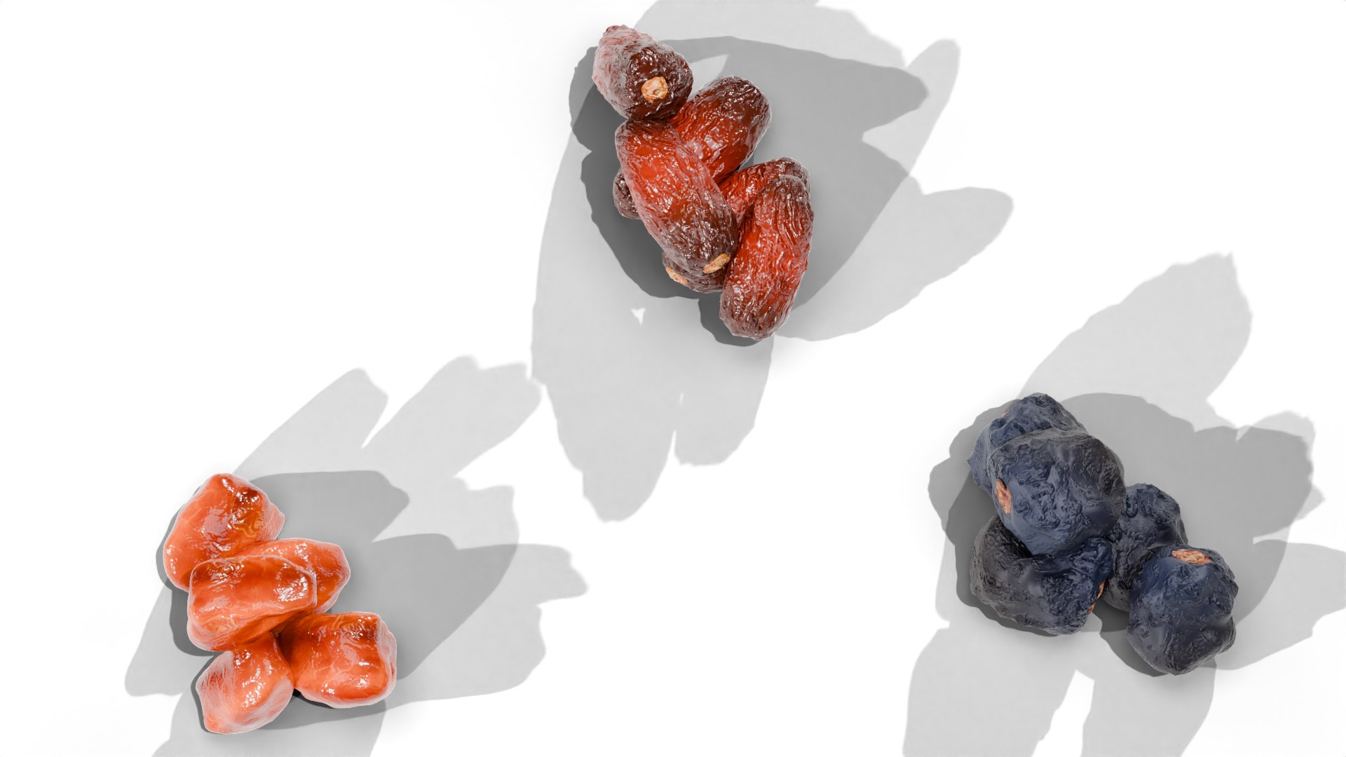 3D Three Dates Types Ajwa Medjool Sukkari - TurboSquid 2204914