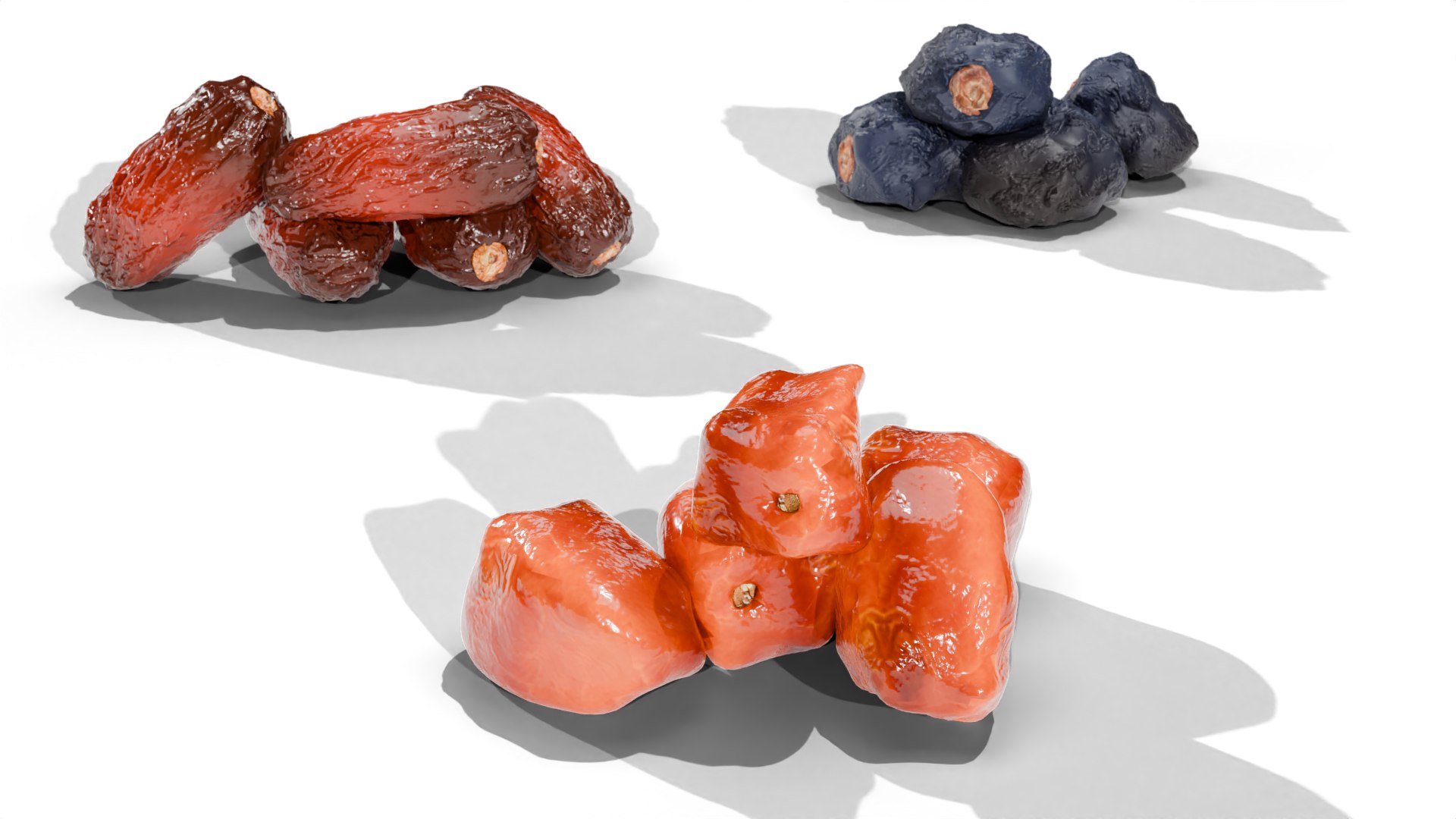 3D Three Dates Types Ajwa Medjool Sukkari - TurboSquid 2204914