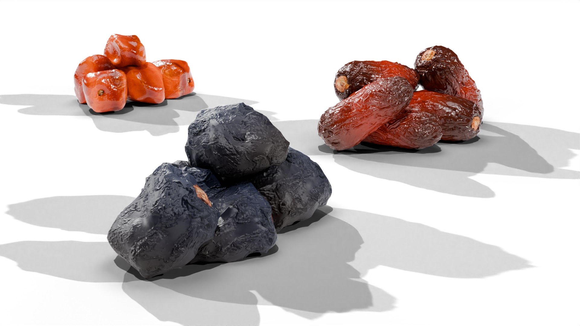 3D Three Dates Types Ajwa Medjool Sukkari - TurboSquid 2204914