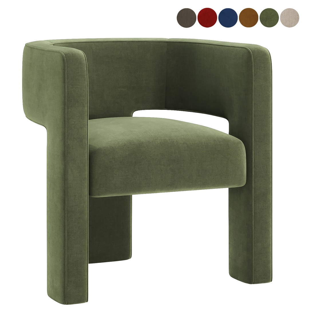 Sculpt Velvet Accent Chair 3D Model - TurboSquid 2144423