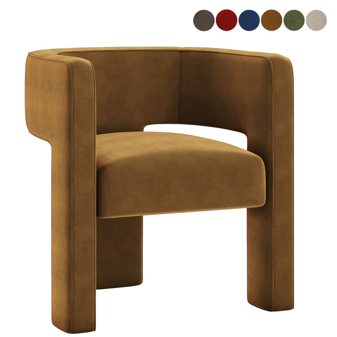 Sculpt Velvet Accent Chair 3D Model - TurboSquid 2144423