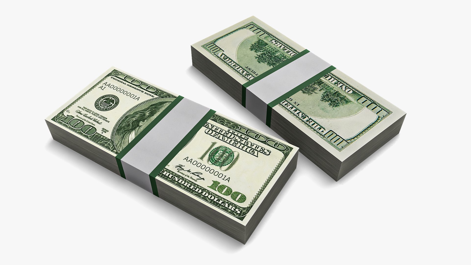 US Currency 100 Dollar Bills Pack Model - TurboSquid 2256430