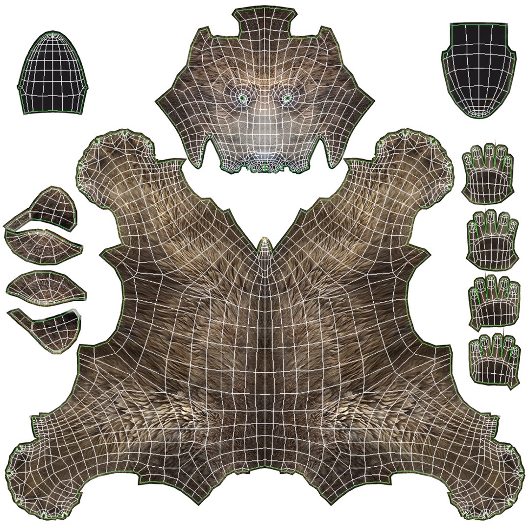 3d Brown Bear Fur Rigged Model