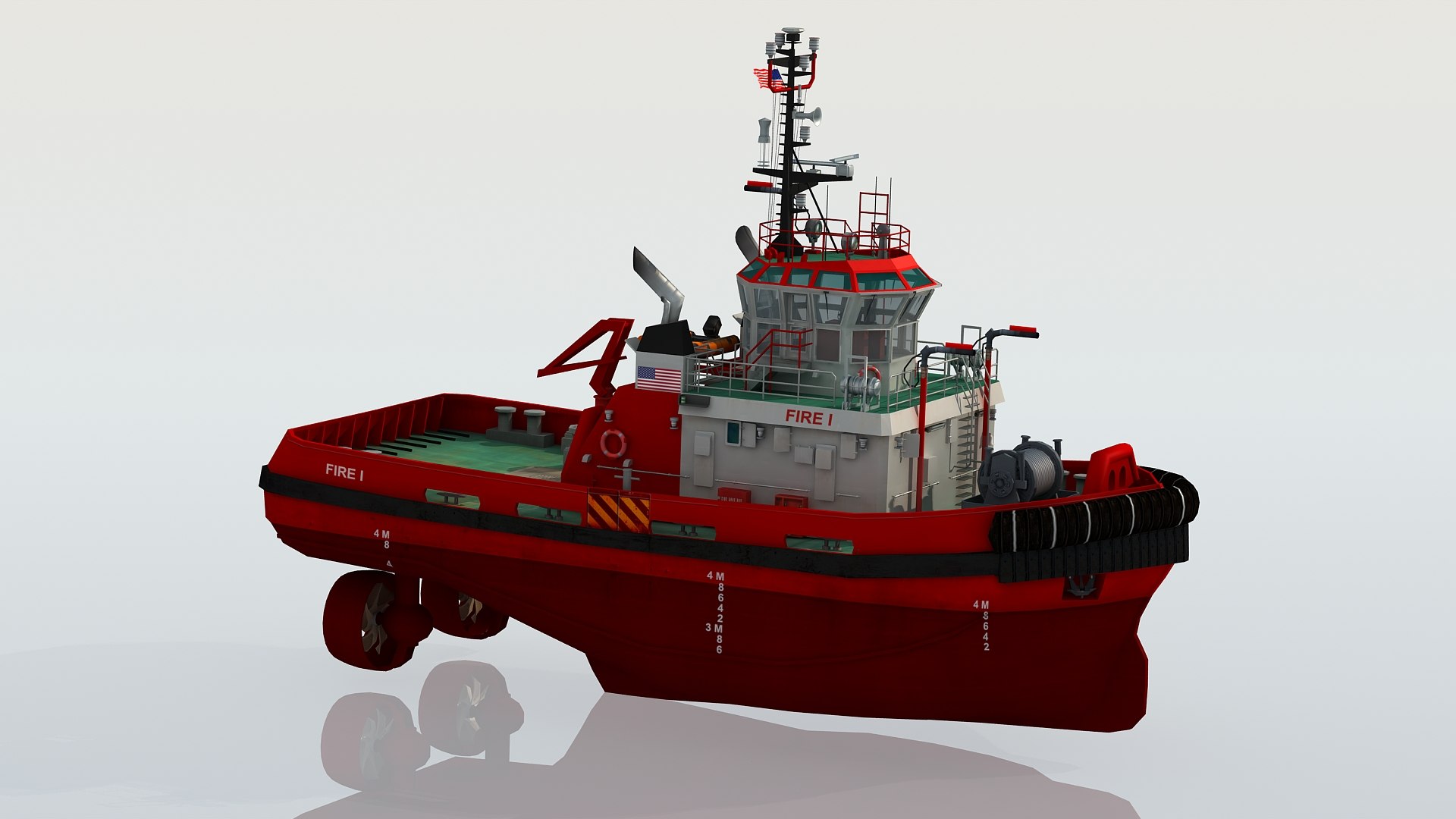 3D Model Coast Guard Fire Tug Boat - TurboSquid 1949667