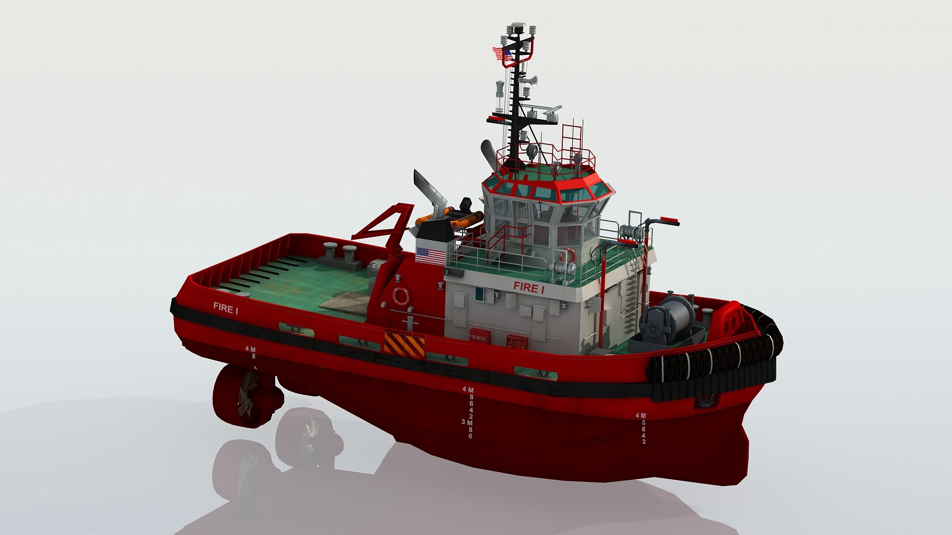 3D Model Coast Guard Fire Tug Boat - TurboSquid 1949667