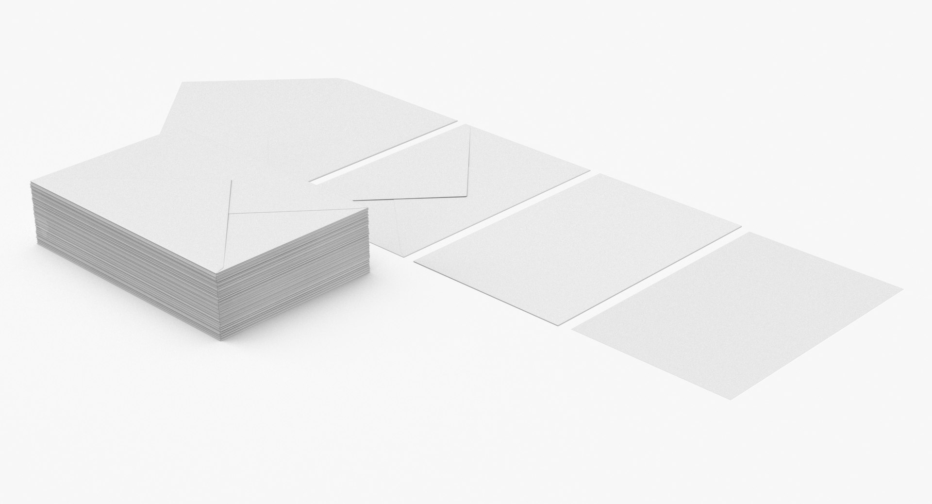 Small Square Envelopes Type 04 Flap Blank and Generic Label 3D model ...