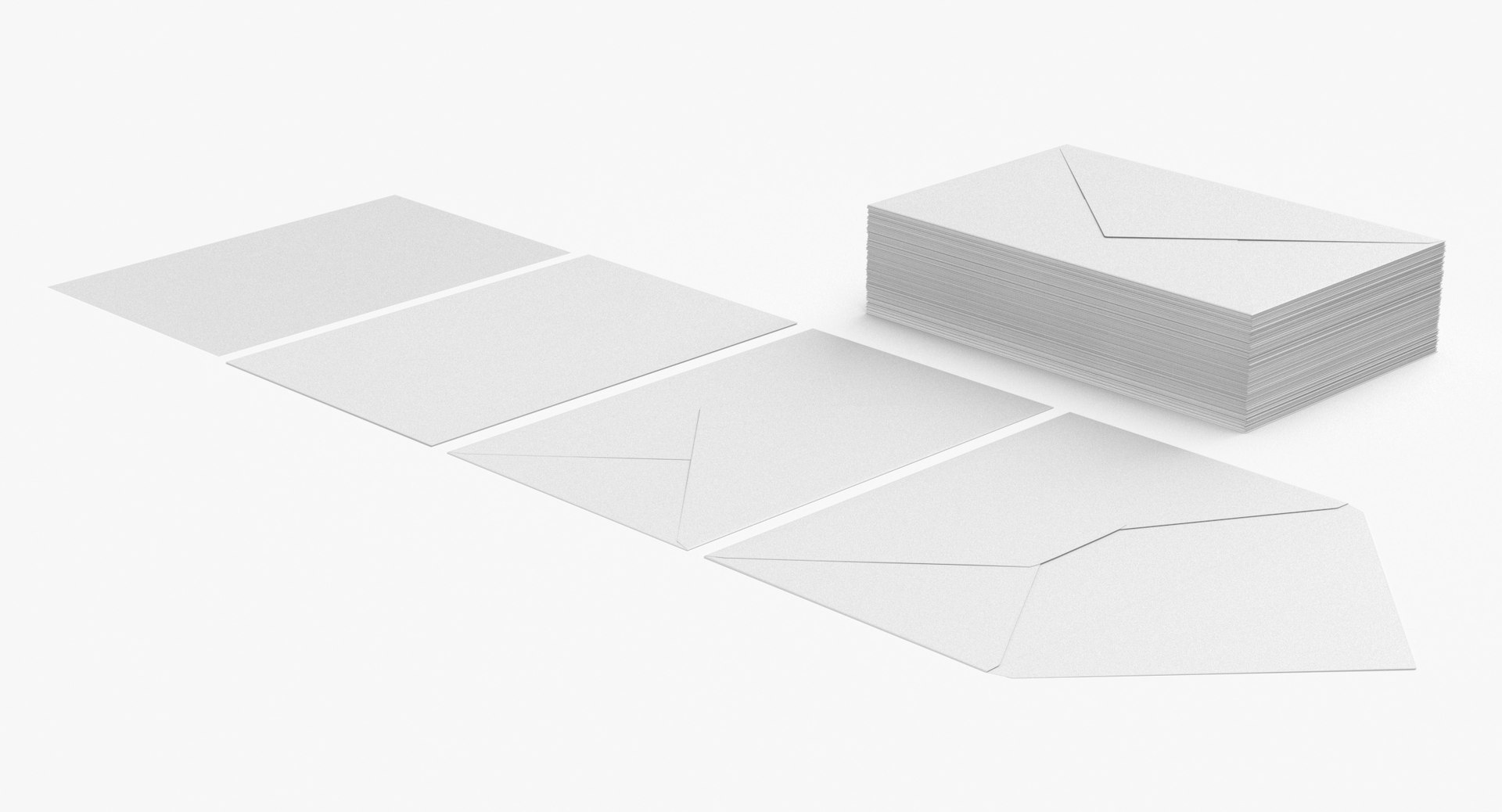 Small Square Envelopes Type 04 Flap Blank and Generic Label 3D model ...