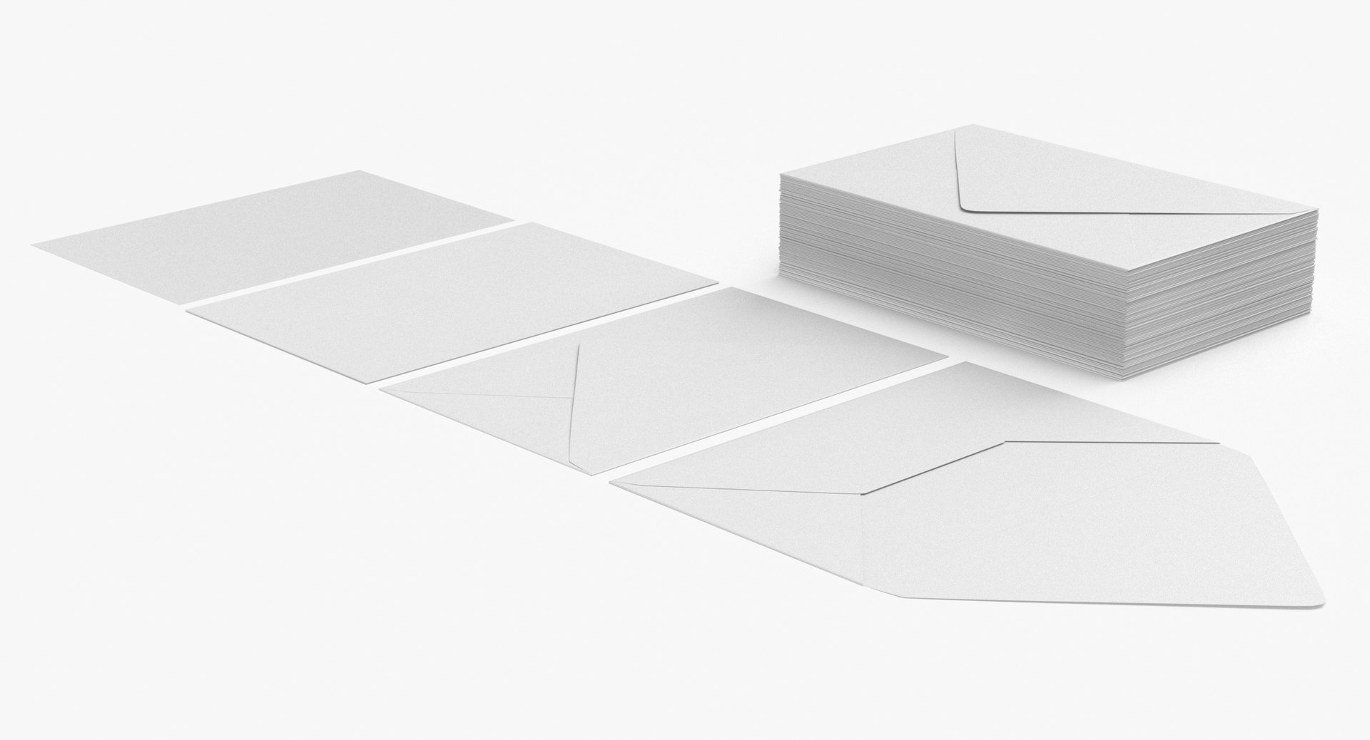 Small Square Envelopes Type 04 Flap Blank and Generic Label 3D model ...