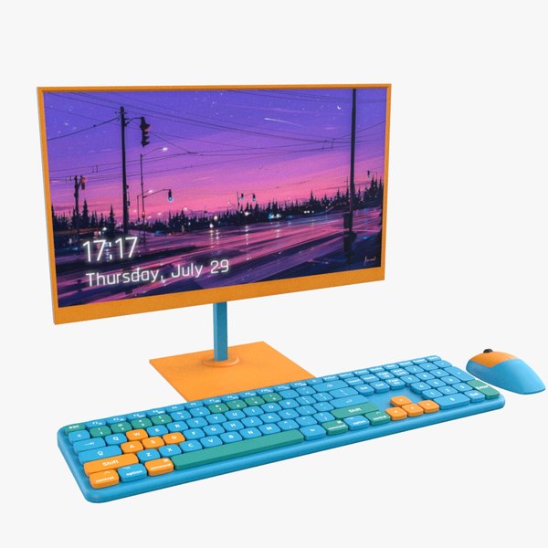 modelo 3d Conjunto De Computadora Wireles Teclado Ratón Monitor Iceberg ...