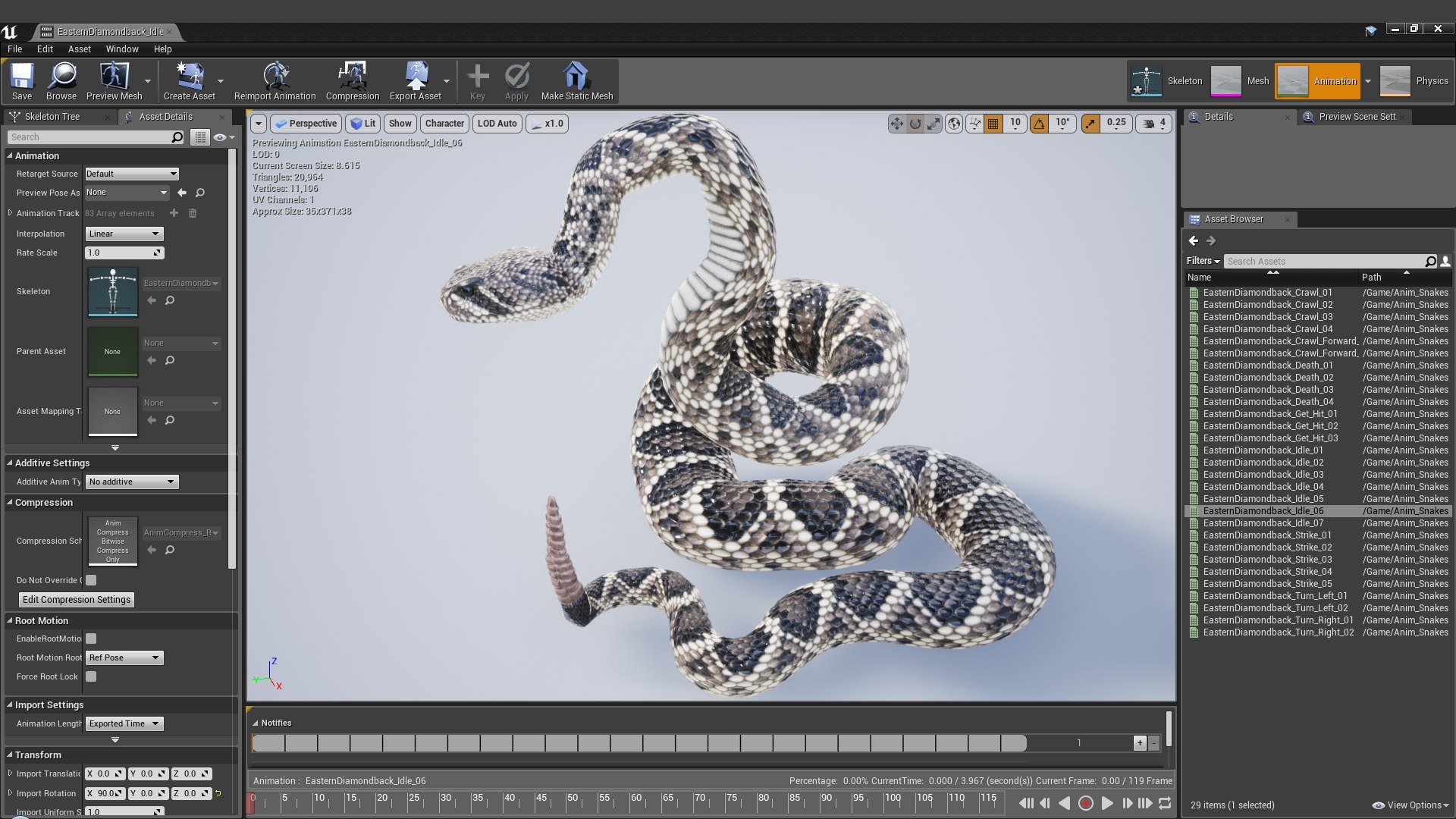 3D eastern diamondback rattlesnake animation model - TurboSquid 1392831