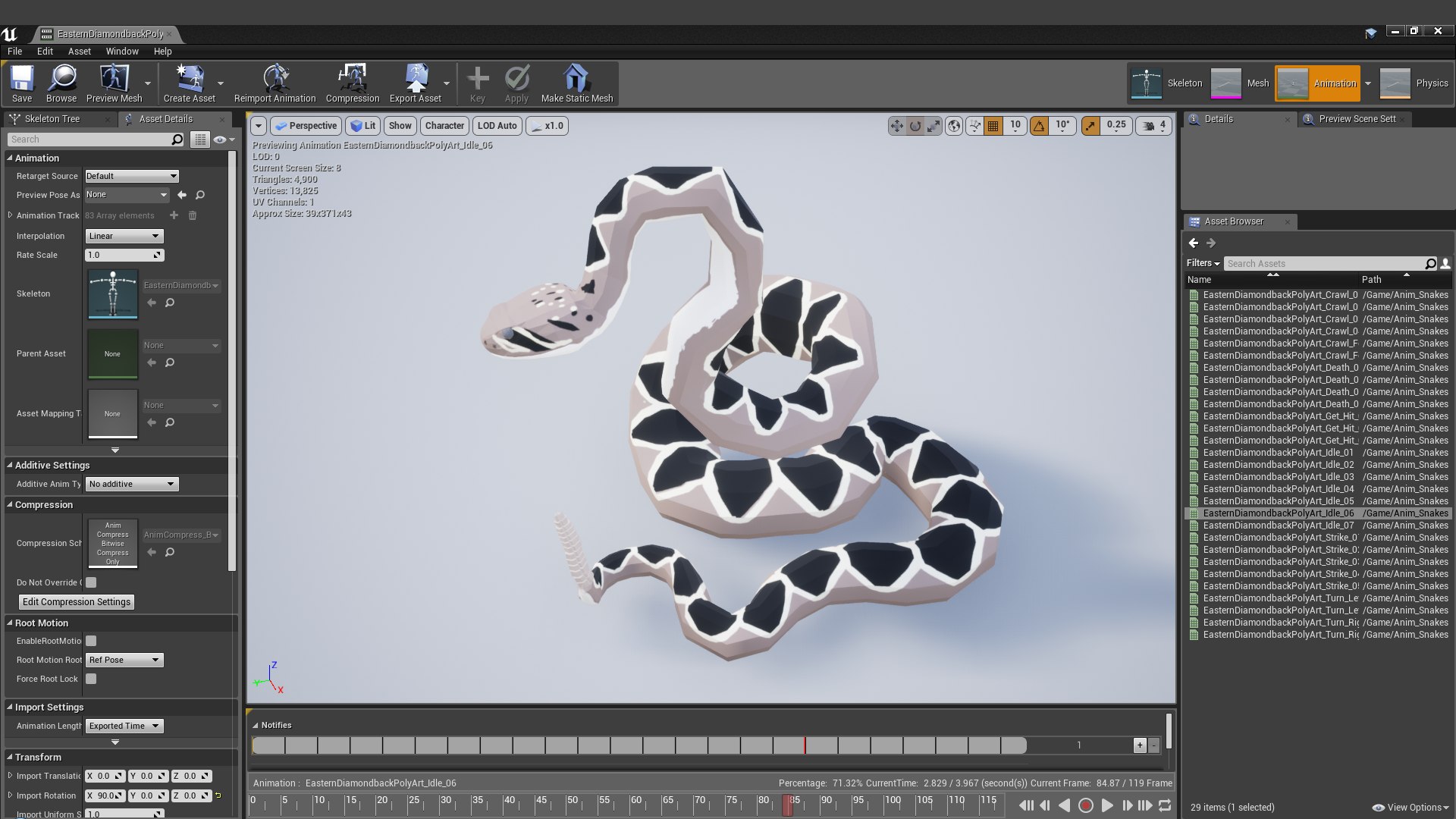 3D eastern diamondback rattlesnake animation model - TurboSquid 1392831
