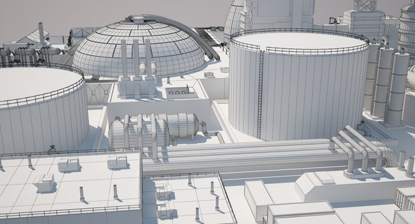 futuristic factory 3d 3ds