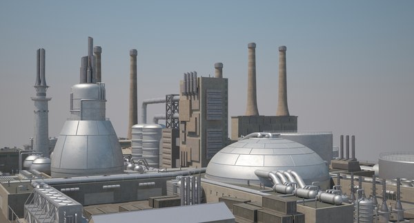 futuristic factory 3d 3ds