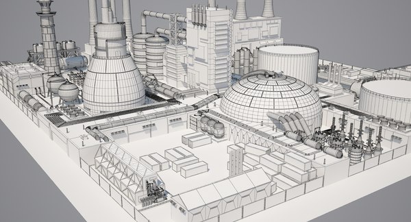 futuristic factory 3d 3ds