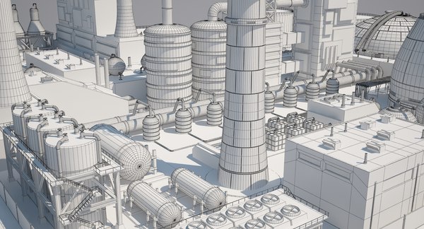 futuristic factory 3d 3ds