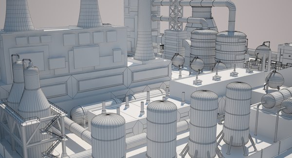 futuristic factory 3d 3ds