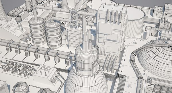 futuristic factory 3d 3ds