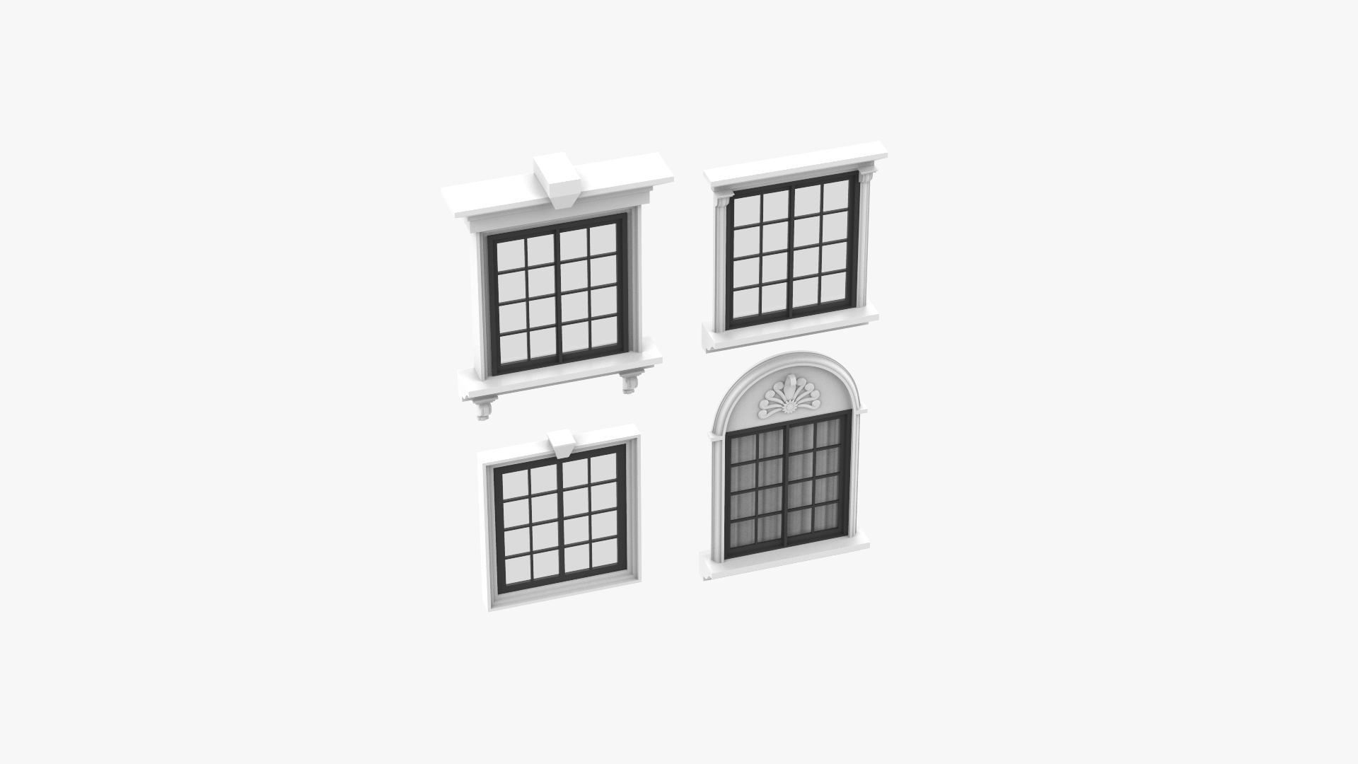 3D Classic Windows Stucco Molding - TurboSquid 2393240