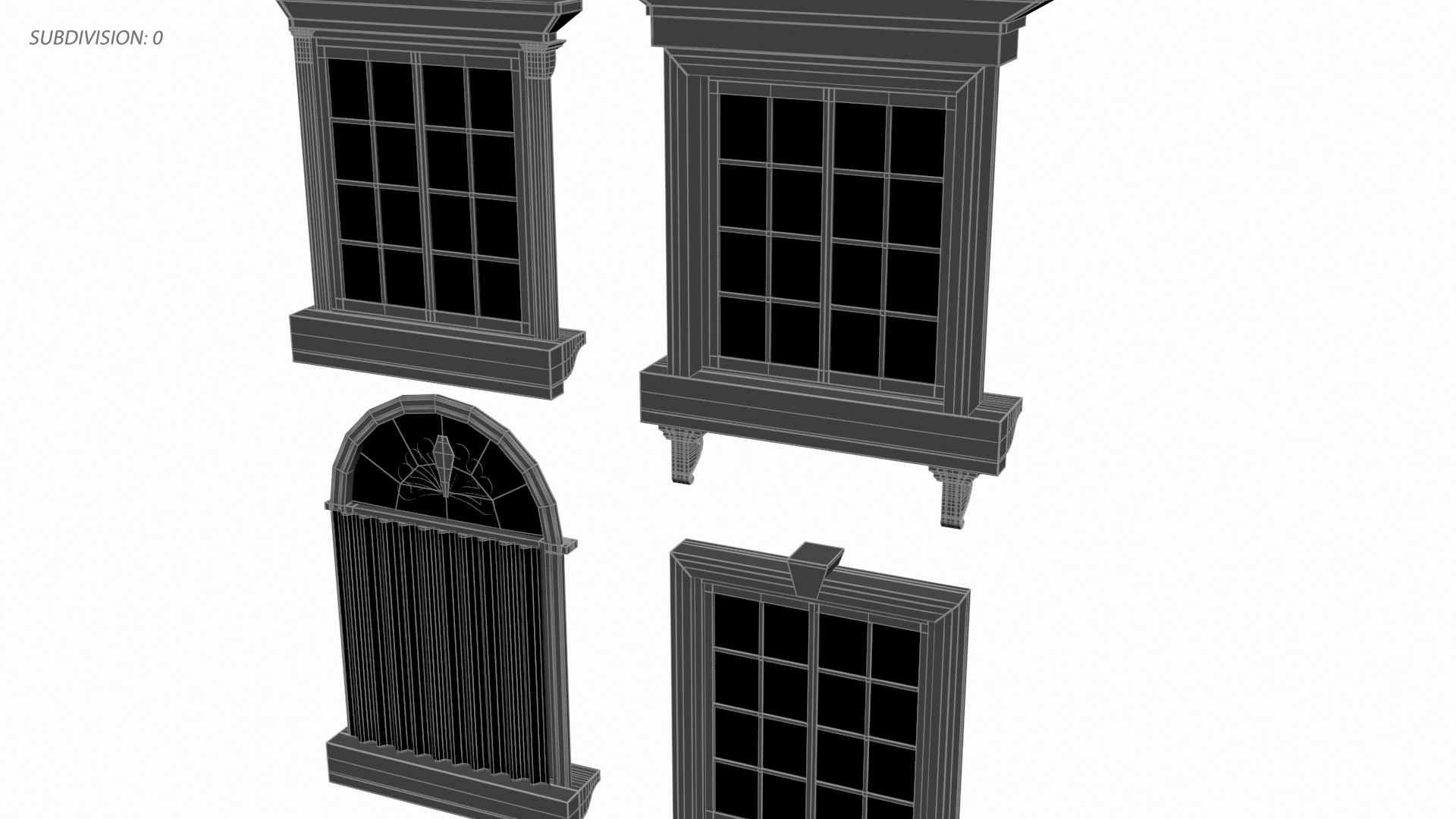 3D Classic Windows Stucco Molding - TurboSquid 2393240