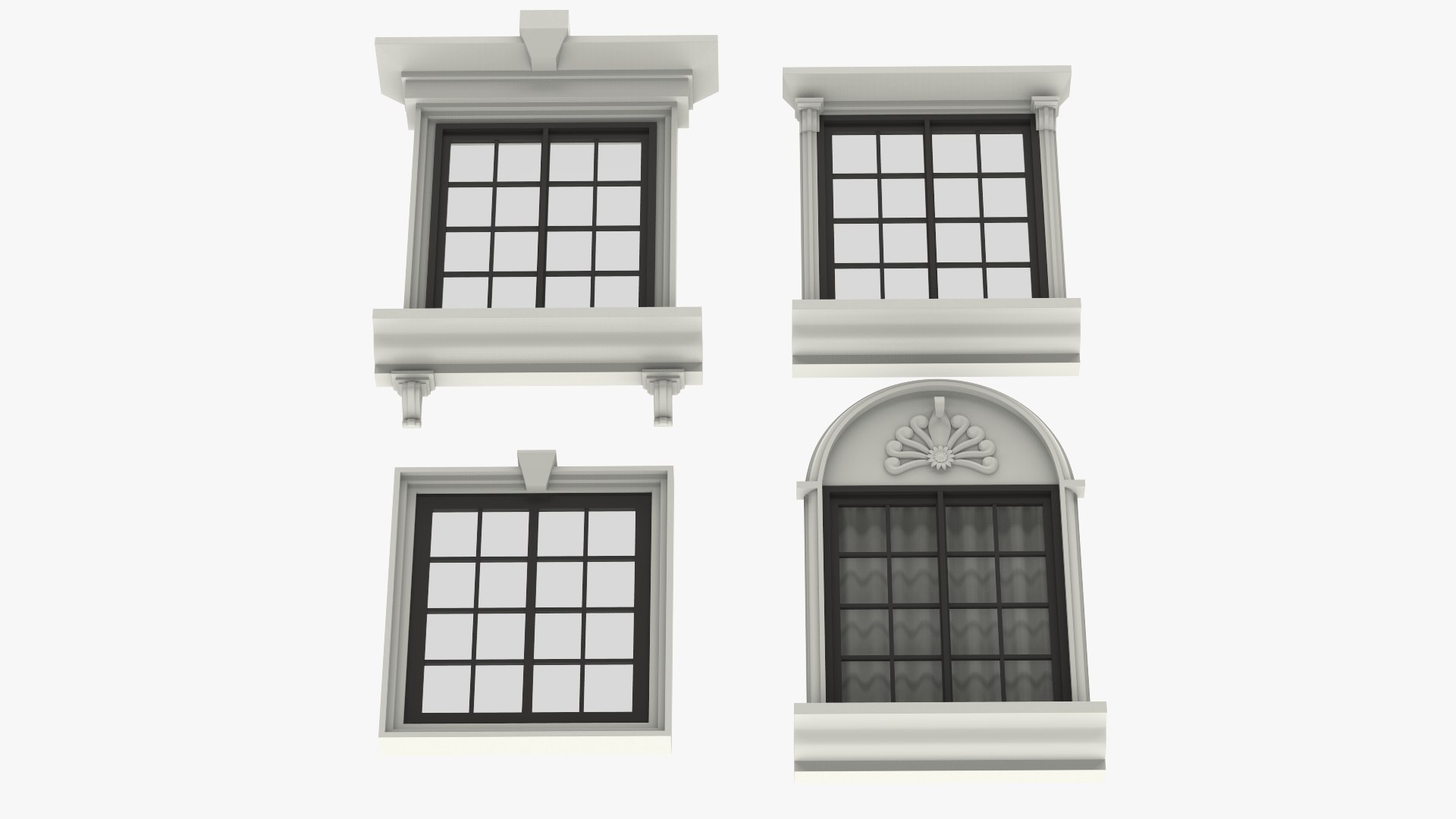 3D Classic Windows Stucco Molding - TurboSquid 2393240