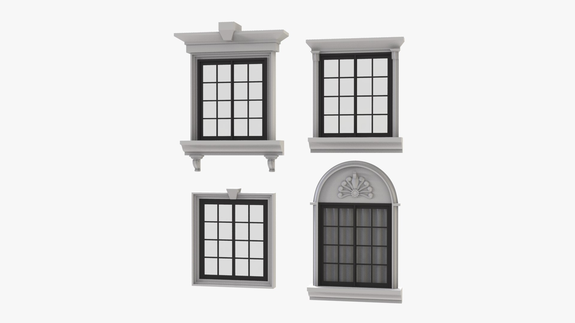 3D Classic Windows Stucco Molding - TurboSquid 2393240