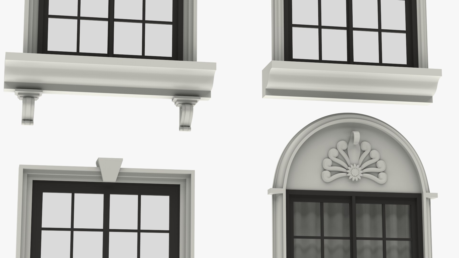 3D Classic Windows Stucco Molding - TurboSquid 2393240