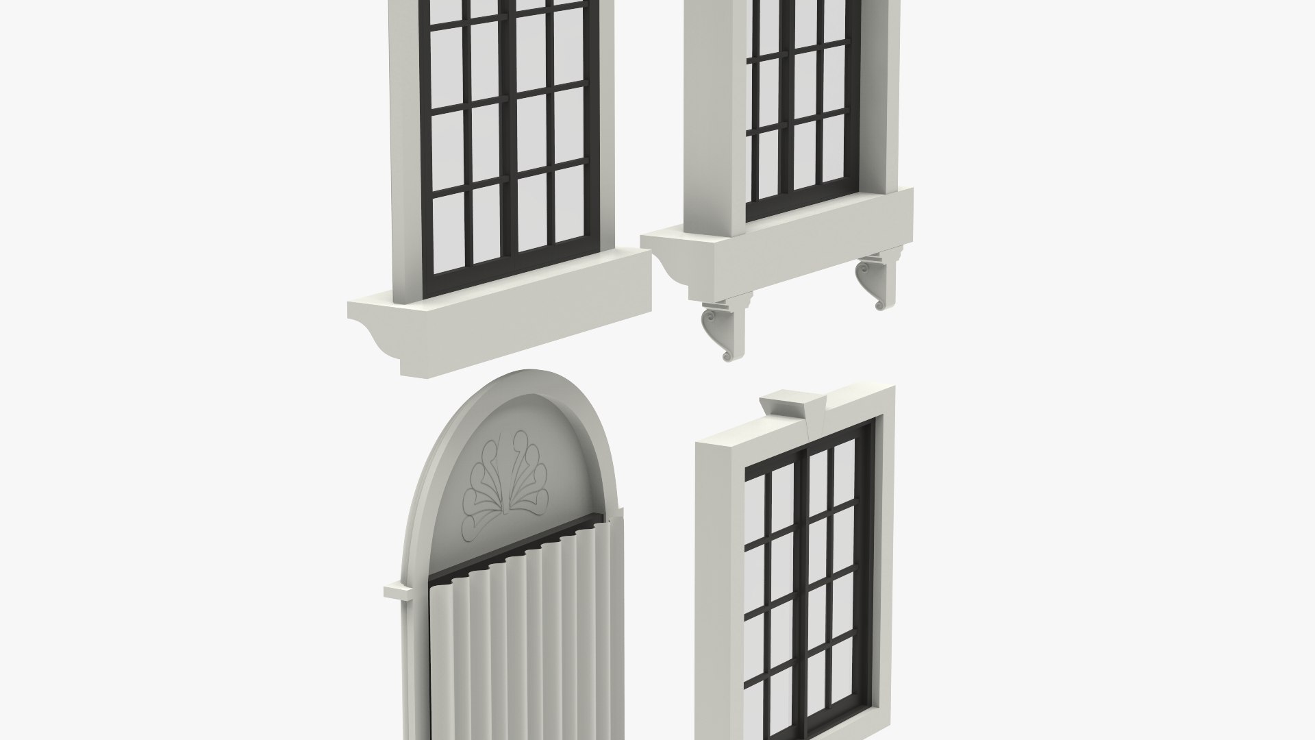 3D Classic Windows Stucco Molding - TurboSquid 2393240