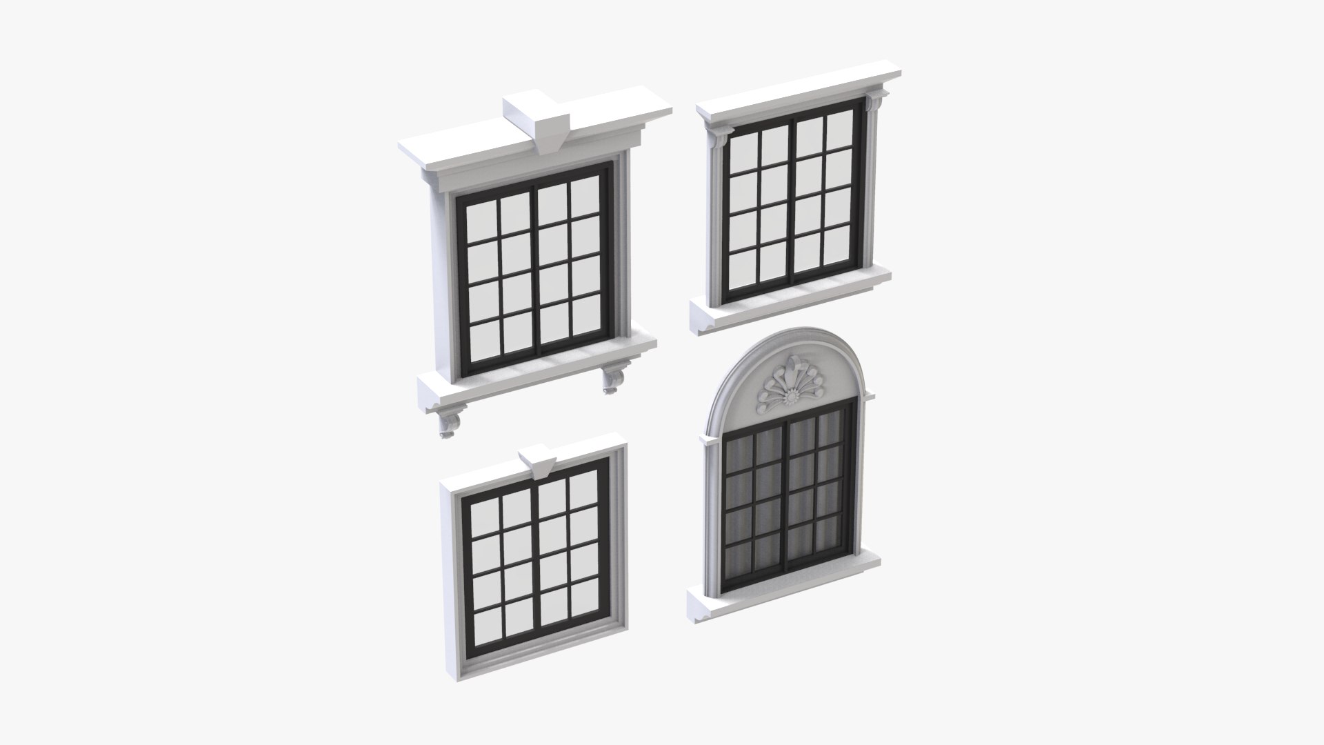 3D Classic Windows Stucco Molding - TurboSquid 2393240