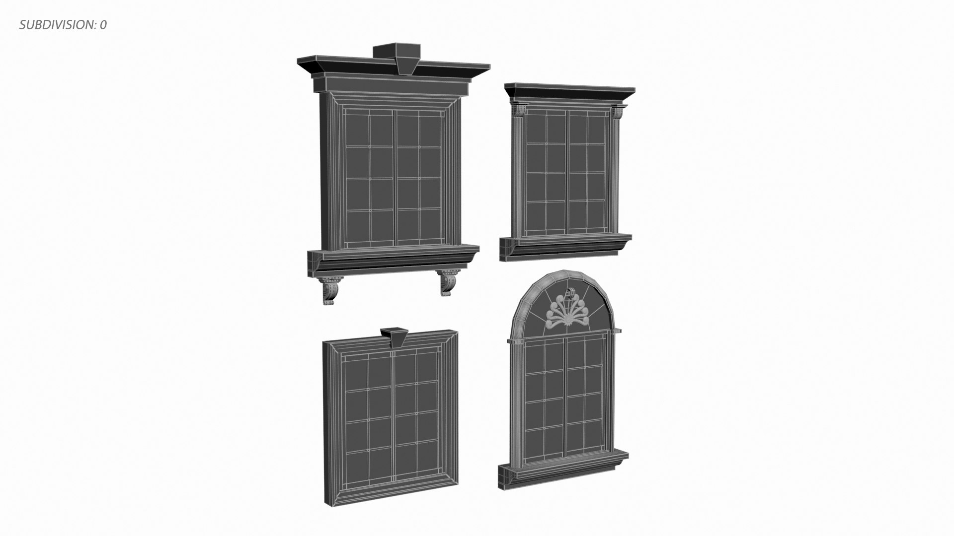 3D Classic Windows Stucco Molding - TurboSquid 2393240