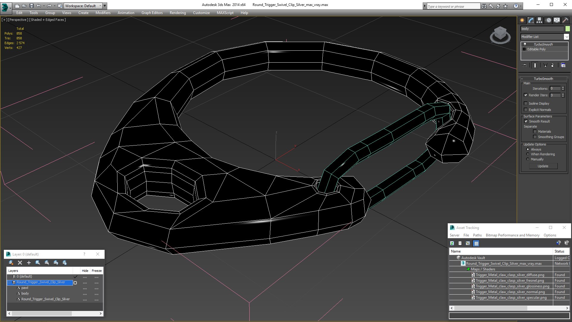 Round Trigger Swivel Clip Silver 3D Model - TurboSquid 1777313