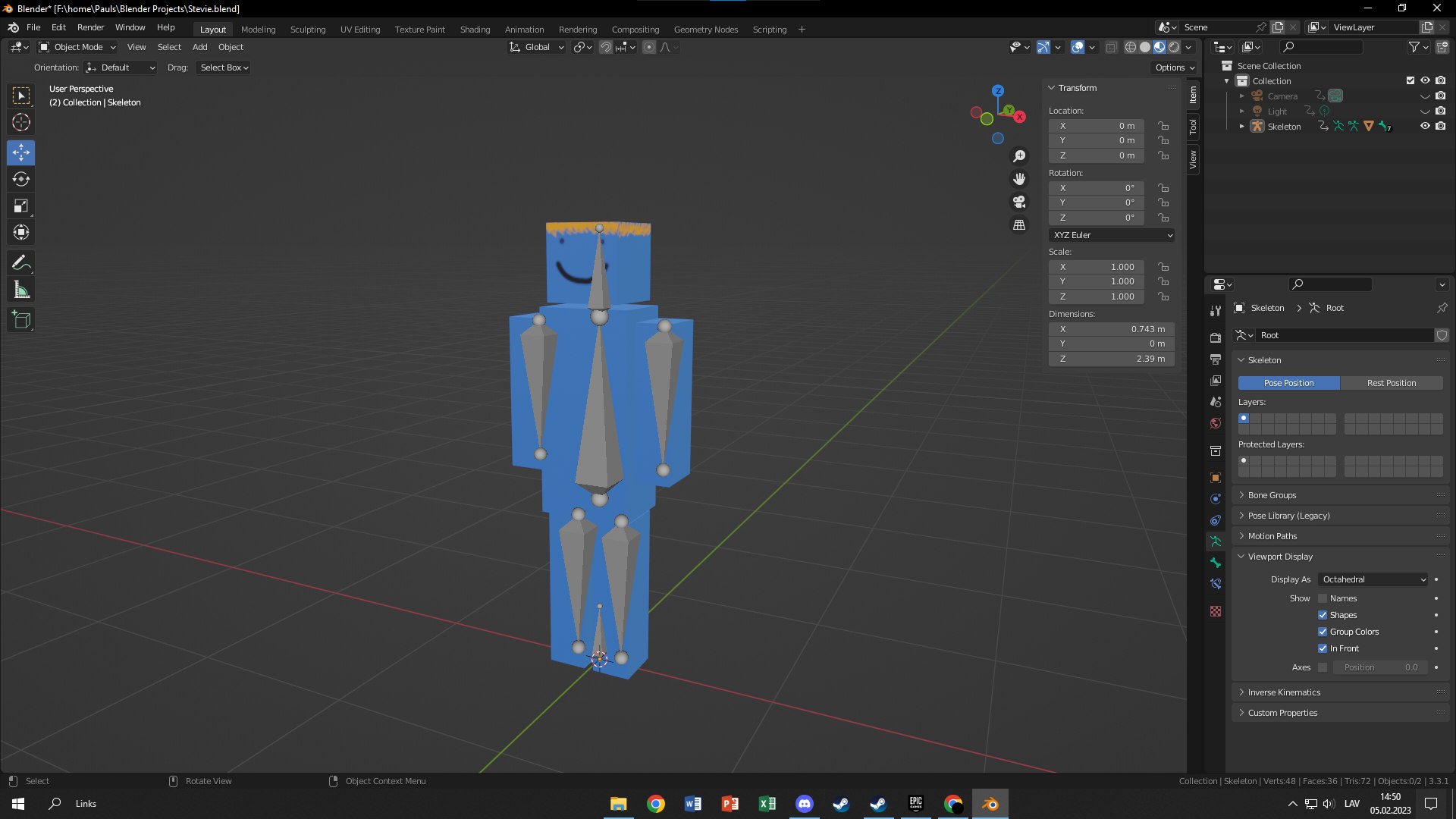 3D Stevie - Minecraft Like Character - RIGGED Model - TurboSquid 2023840