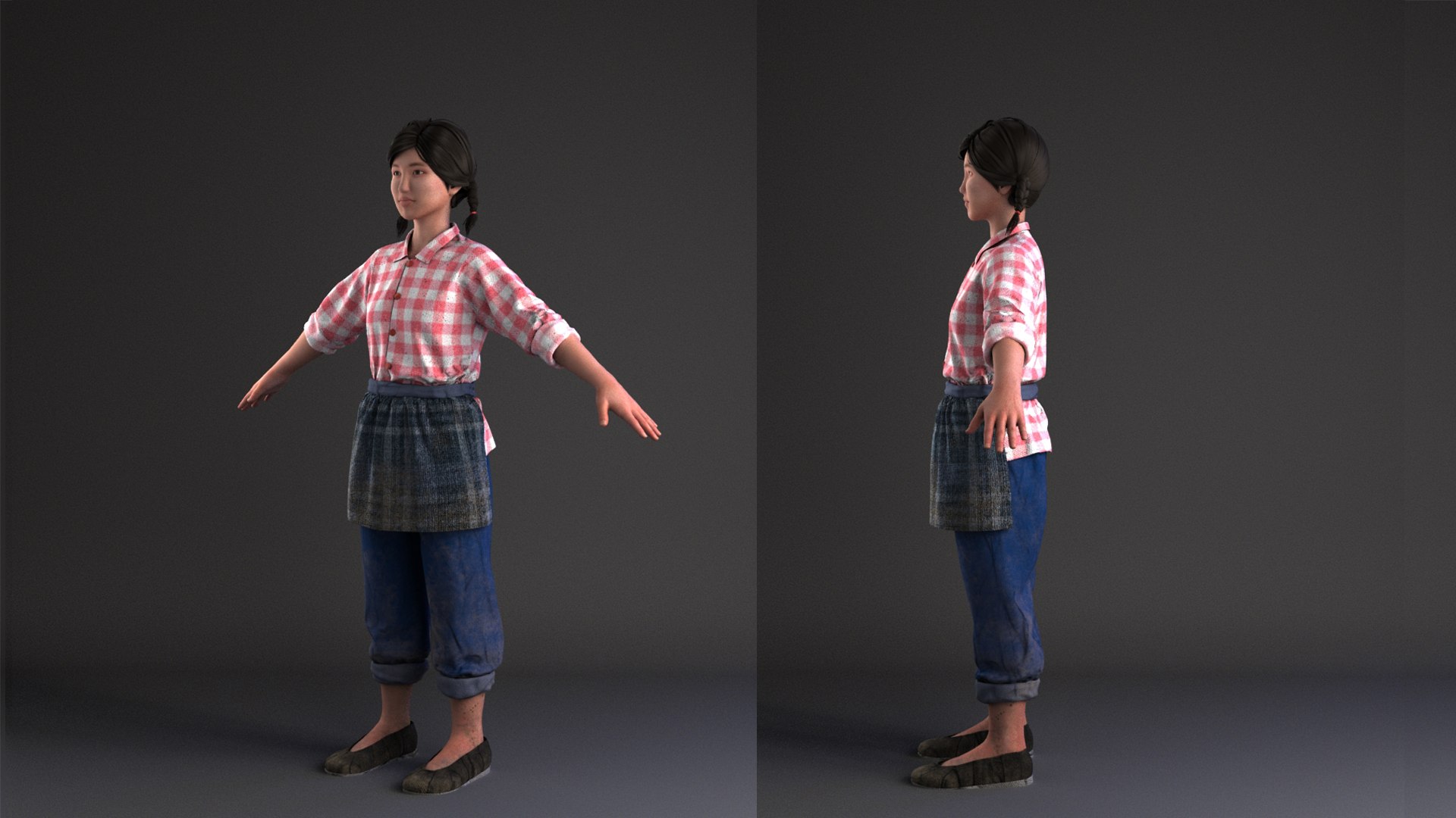 Woman Farmer Nanny Asian 3D Model - TurboSquid 1976497