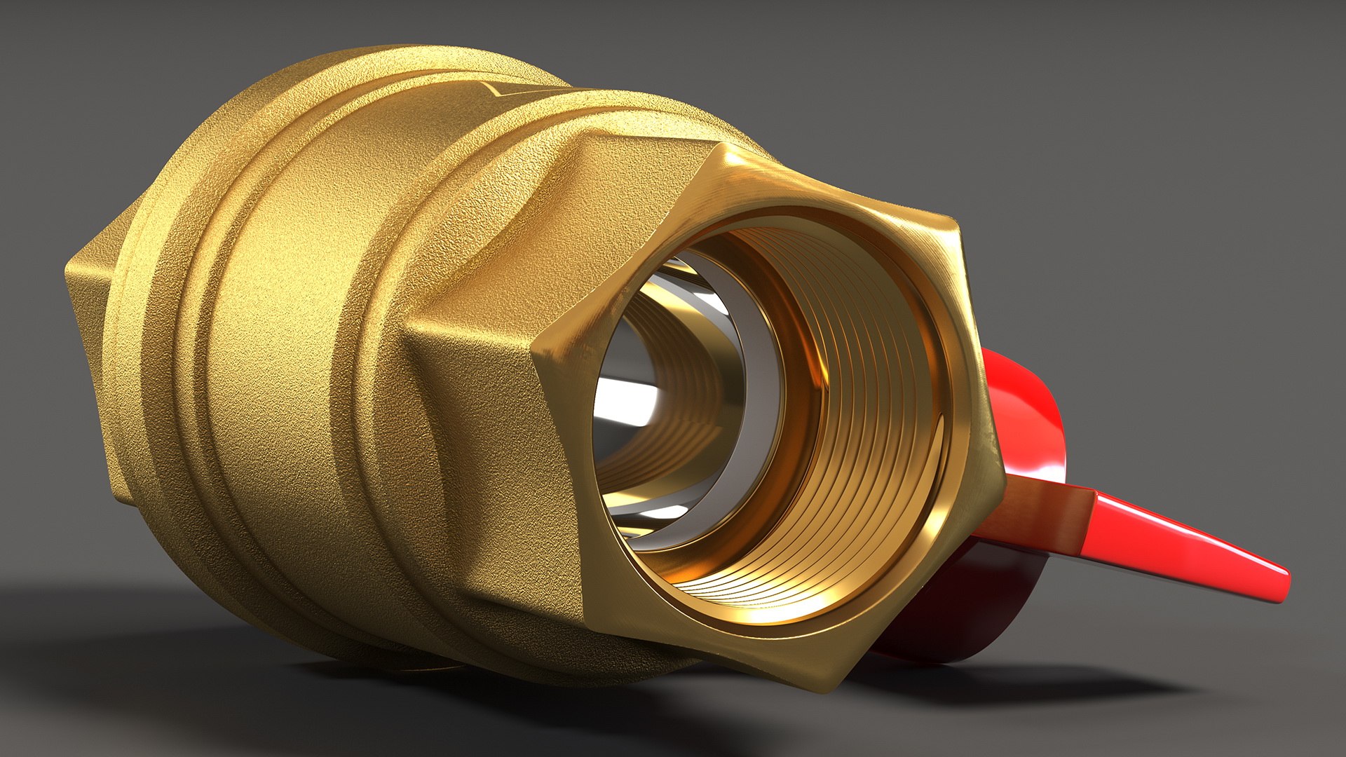 3D Ball Valve With Red Butterfly Handle Model - TurboSquid 1968210