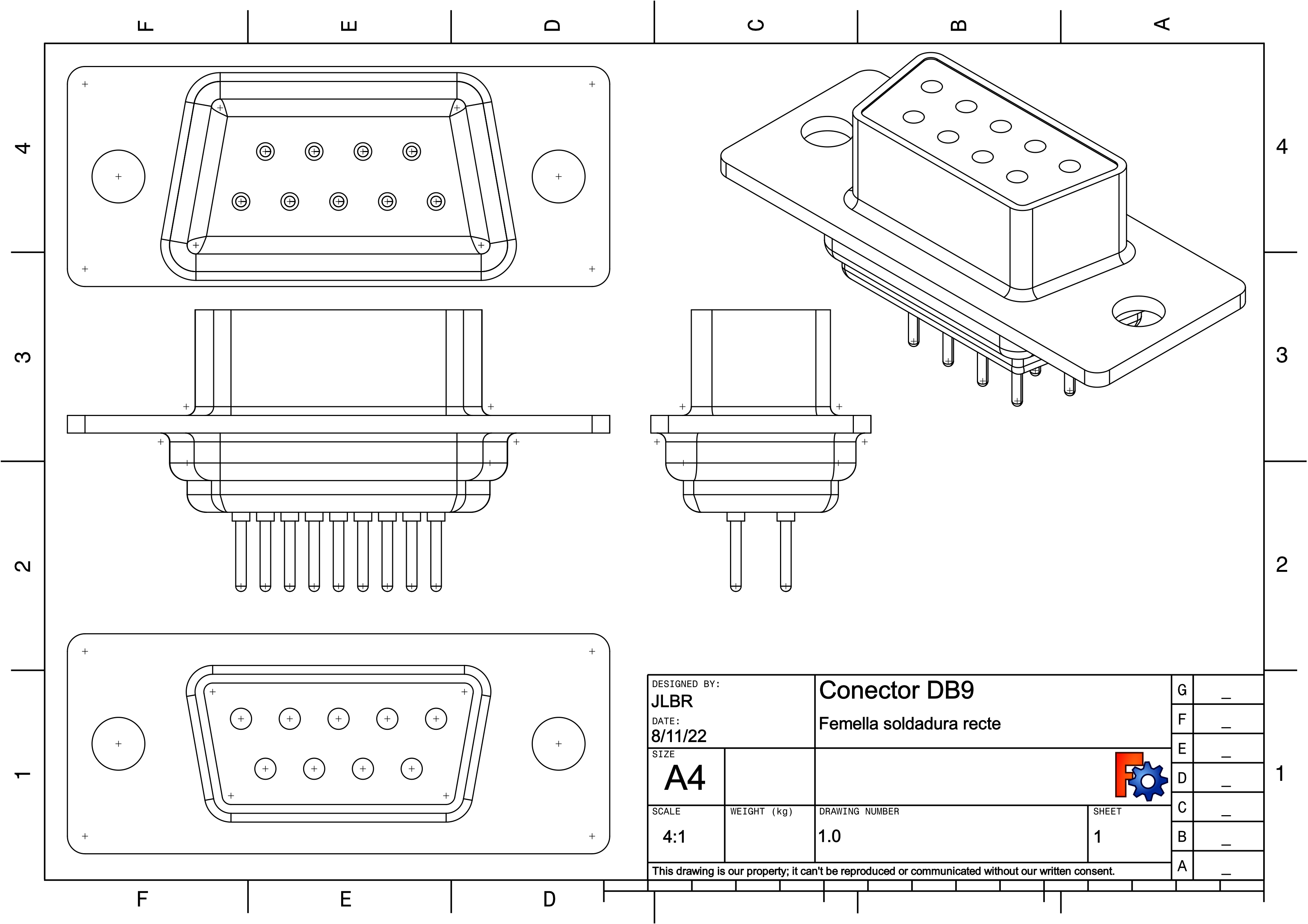 modelo 3d DB9 female connector through hole - TurboSquid 1985664