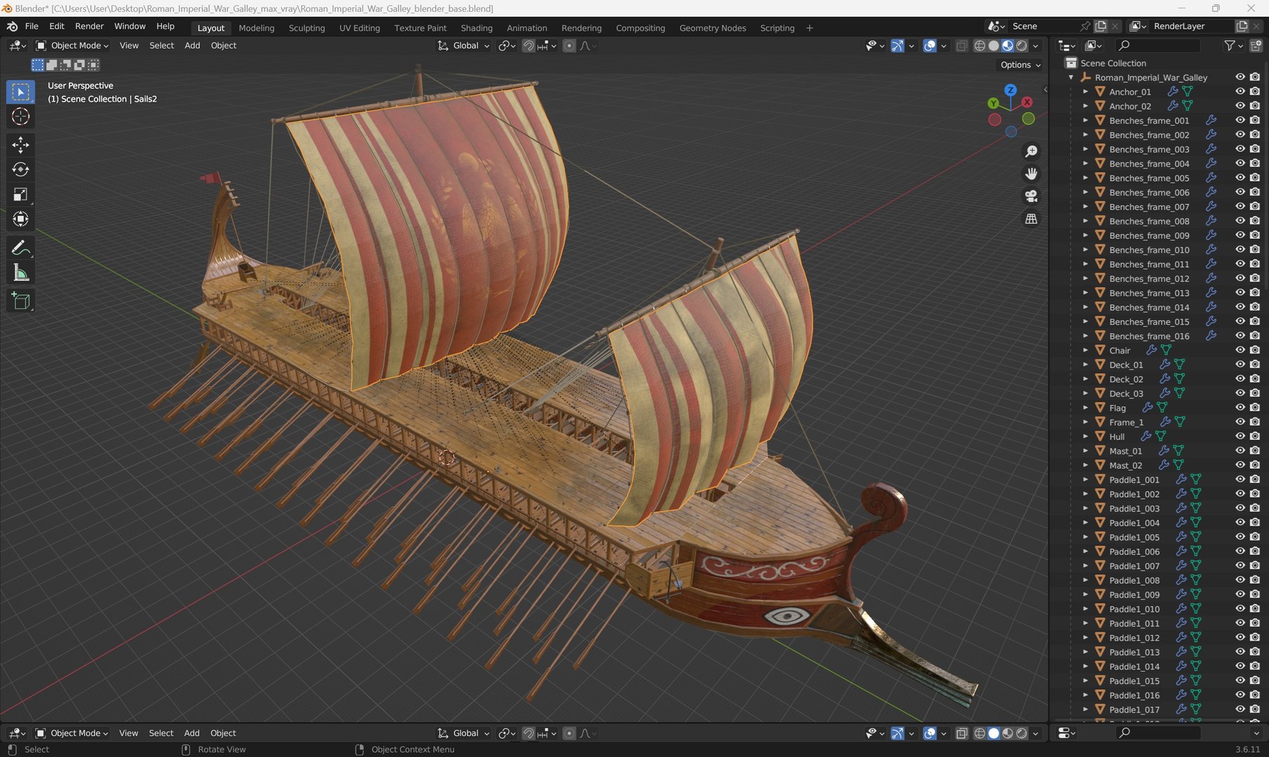 3D Roman Imperial War Galley Model - TurboSquid 2418833