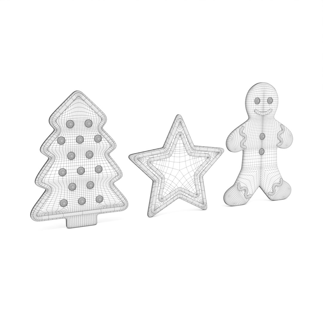 Gingerbread Cookies Icing 3D Model - TurboSquid 1672363