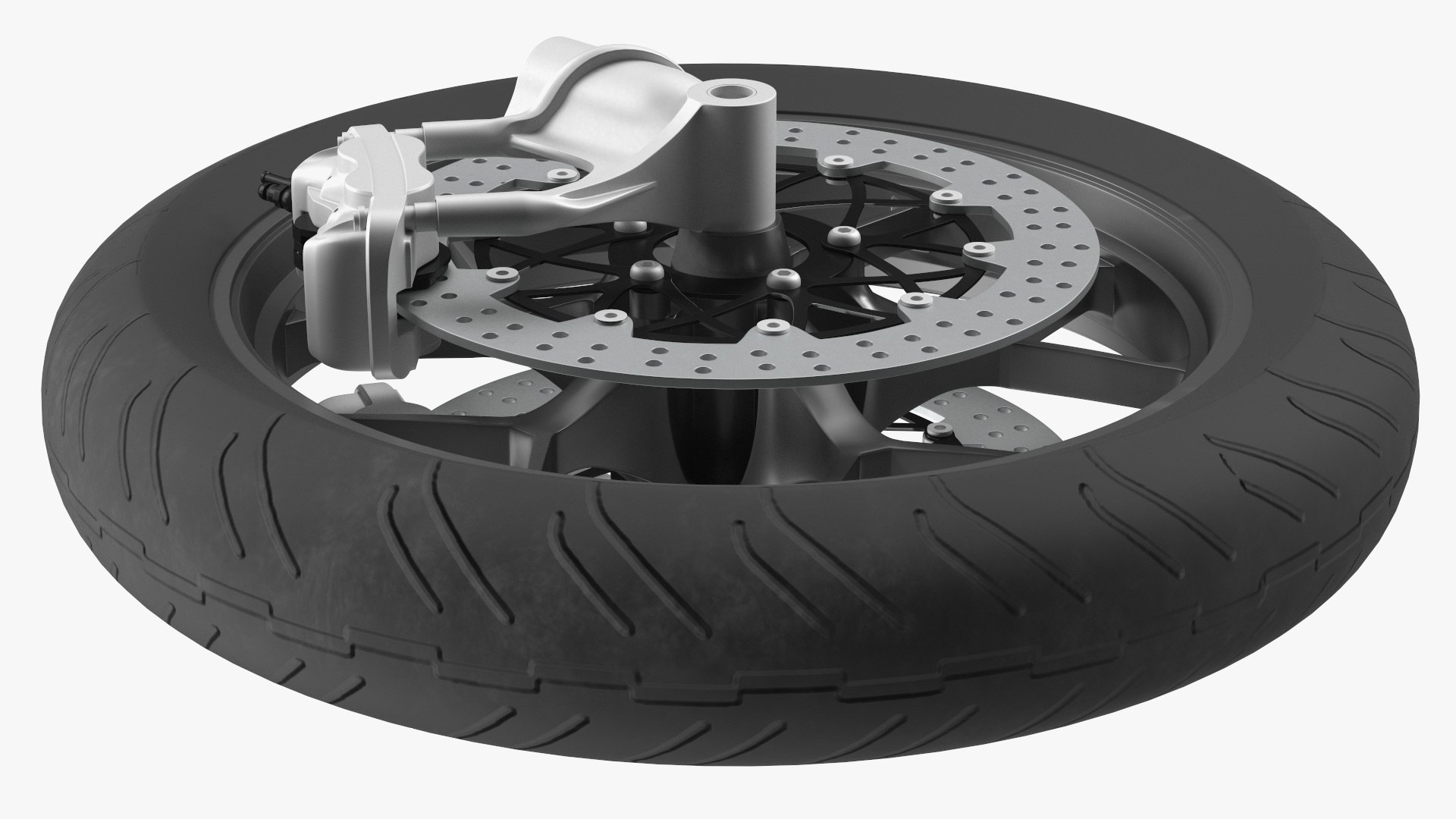 3D Motorcycle Spoked Wheel With Disc Brake Model - TurboSquid 2348896