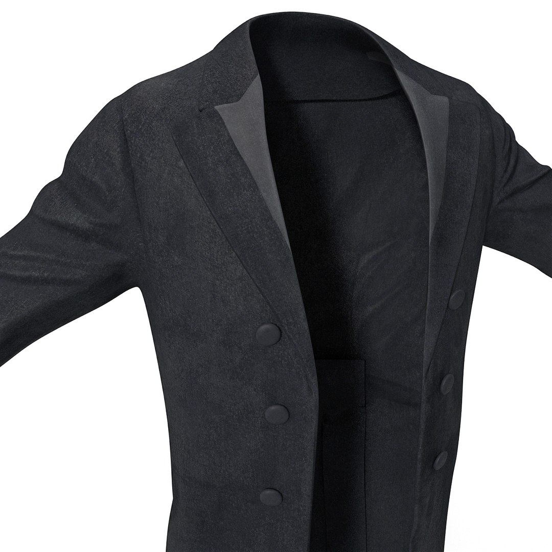 3d mens black coat model