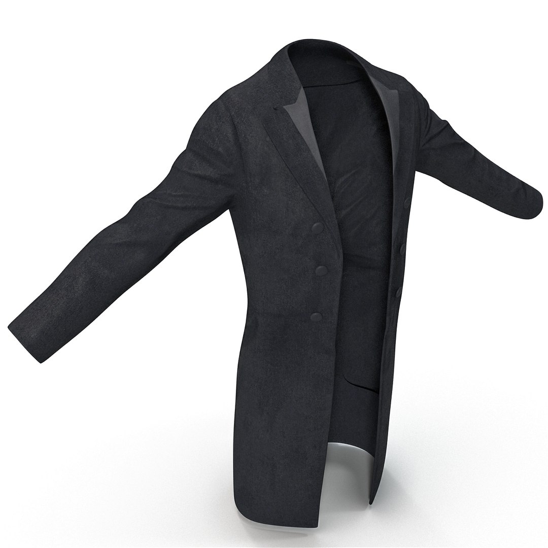3d Mens Black Coat Model