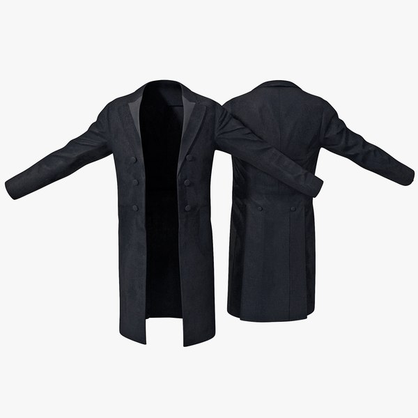 3d mens black coat model
