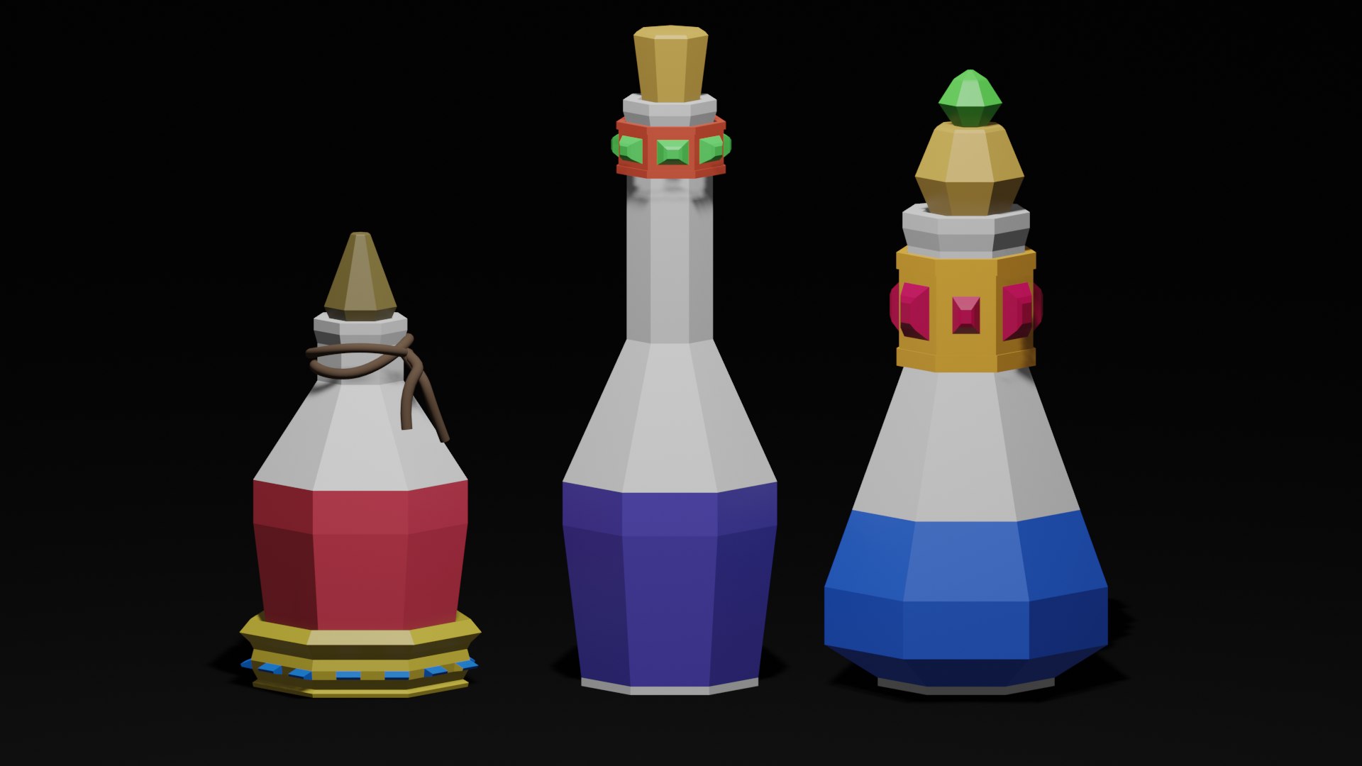 Magic Potion Bottles Low Poly Game Assets 3D Model - TurboSquid 1996632