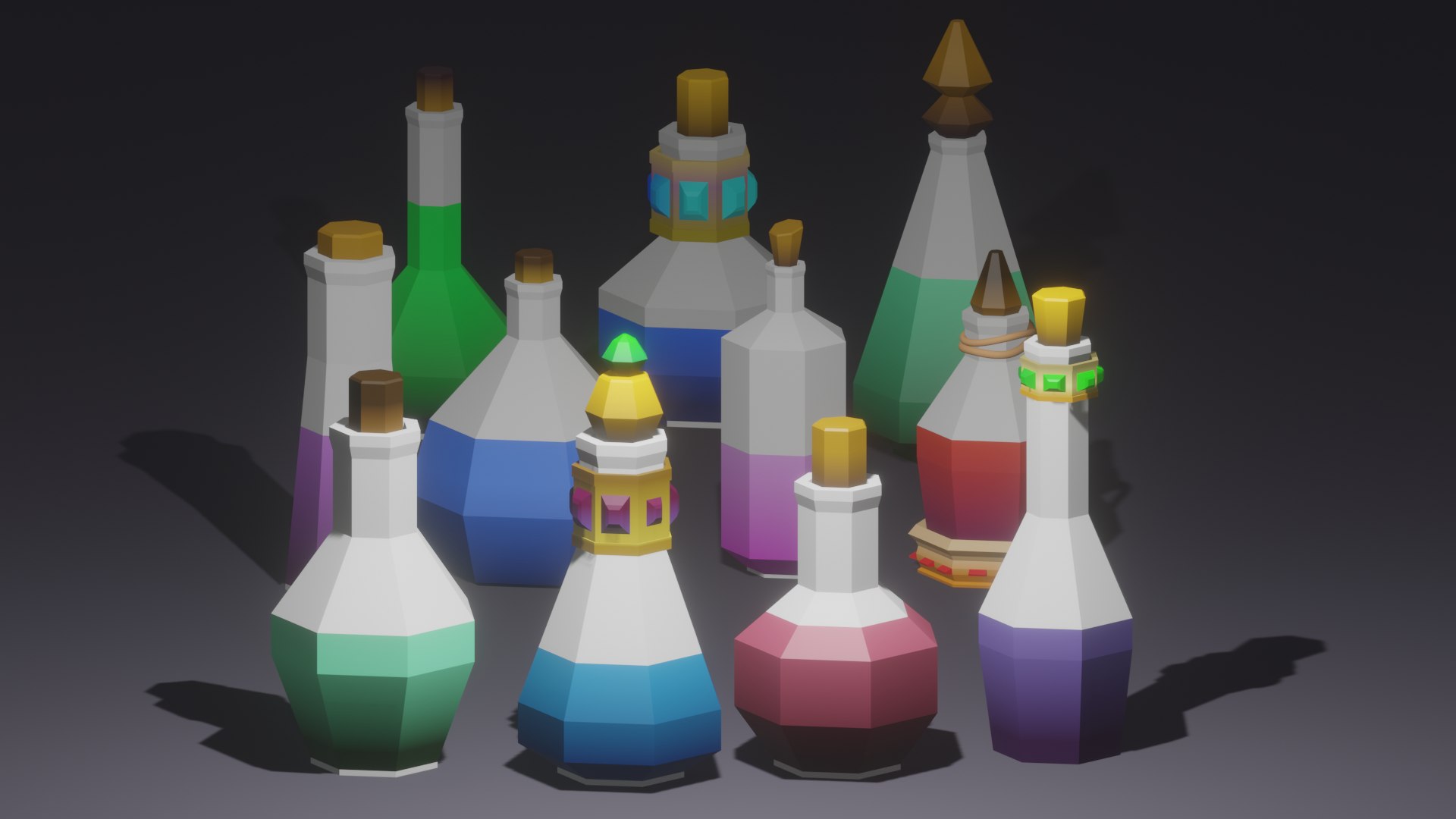 Magic Potion Bottles Low Poly Game Assets 3D Model - TurboSquid 1996632