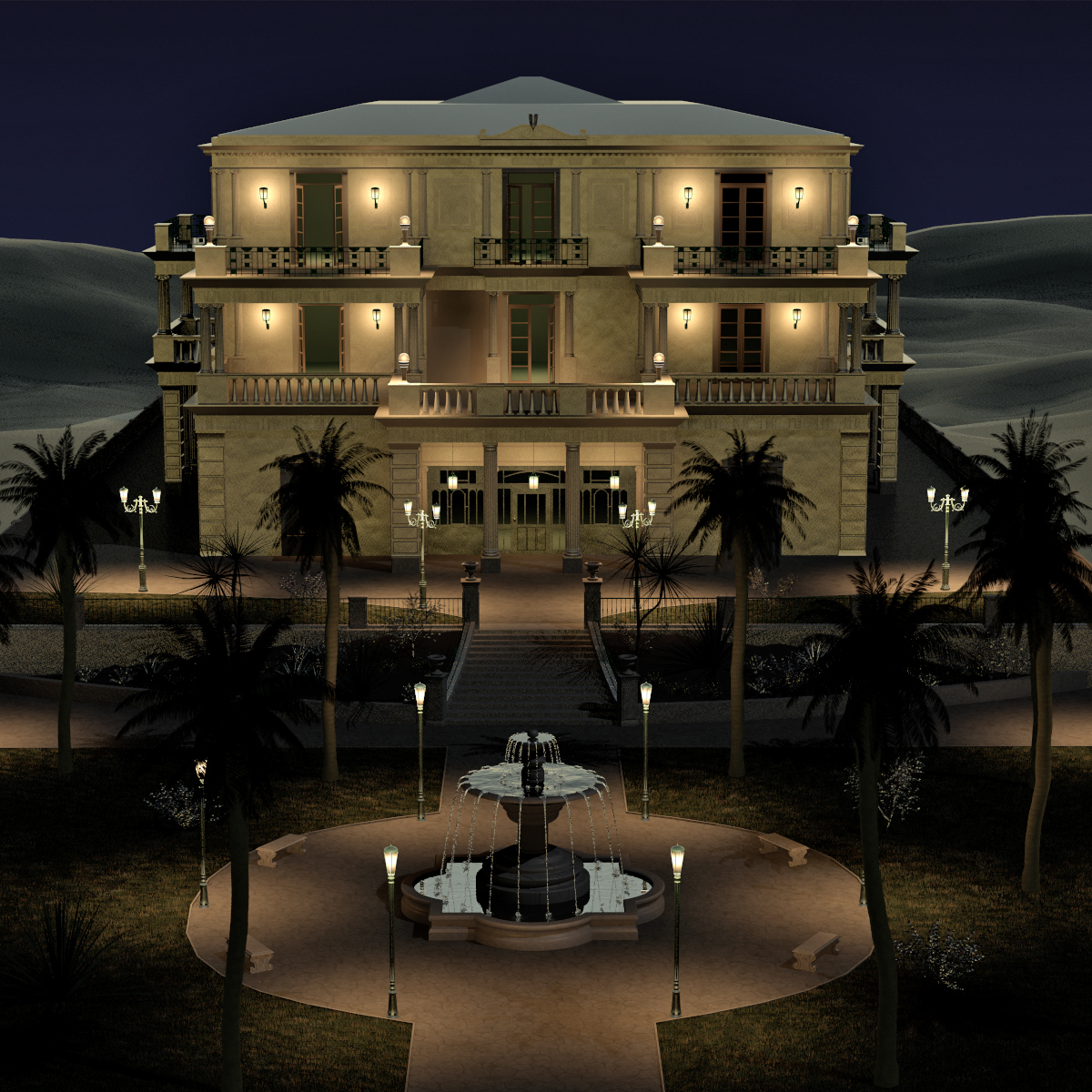 3d model of palace terrace garden